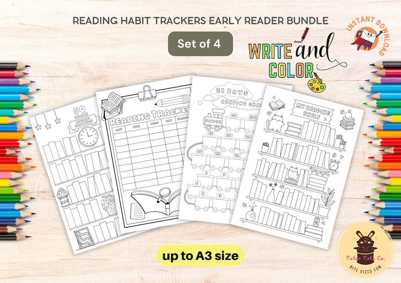 Reading Habit Trackers Bookshelf Early Reader Bundle | Printable Kids ...
