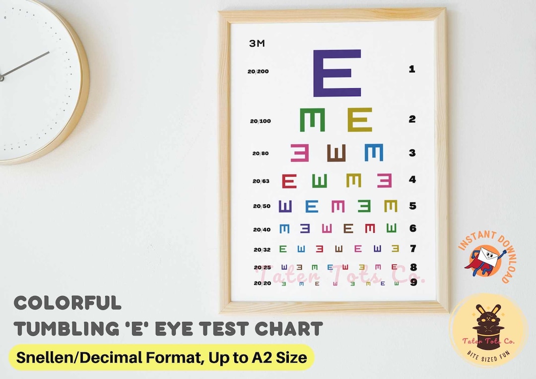 Simple Rainbow Tumbling Letter E Eye Test Chart Ophthalmology - Etsy