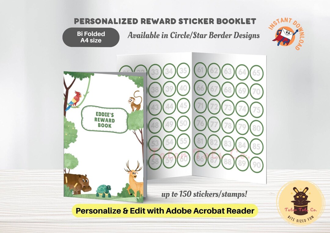 Personalized Safari Zoo Animal Reward Booklet for Kids' Behavior and ...