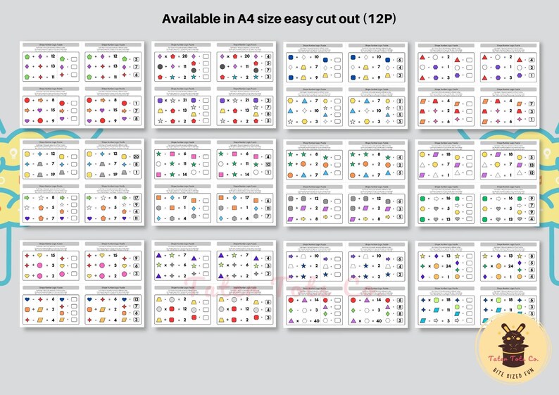 Printable Shape Number Logic Puzzle Cards – Problem Solving Basic ...