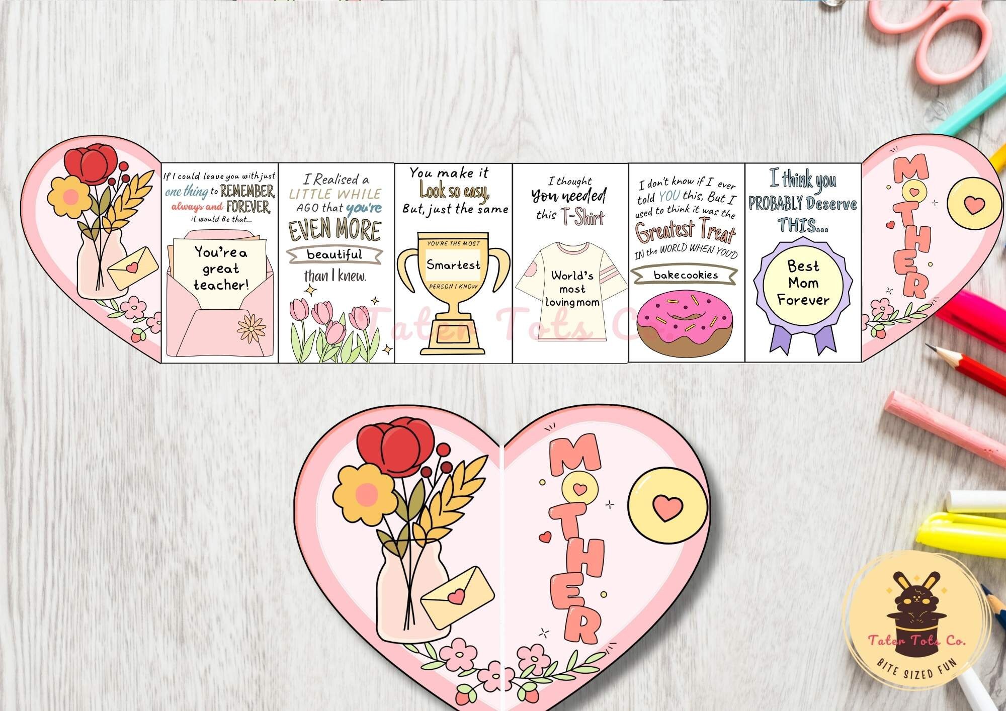Printable Mothers Day Story Prompts Foldable Gift Card Coloring Easy ...