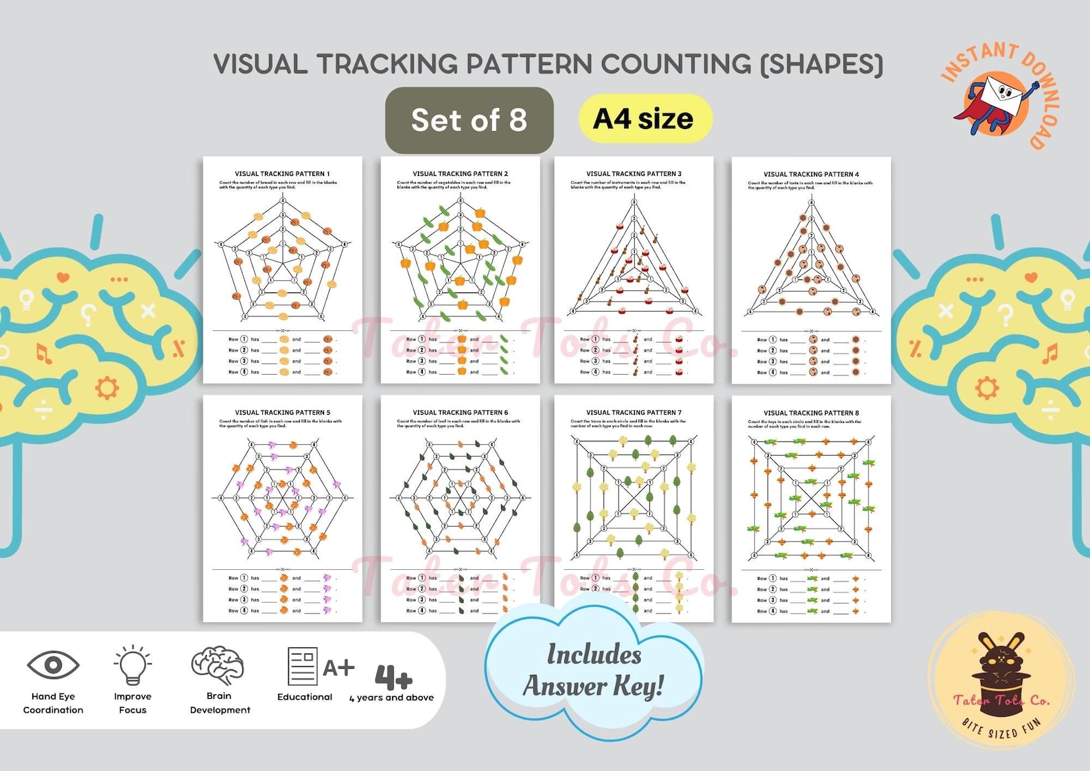 Visual Tracking Shapes Pattern Train Focus and Counting Skills Activity ...