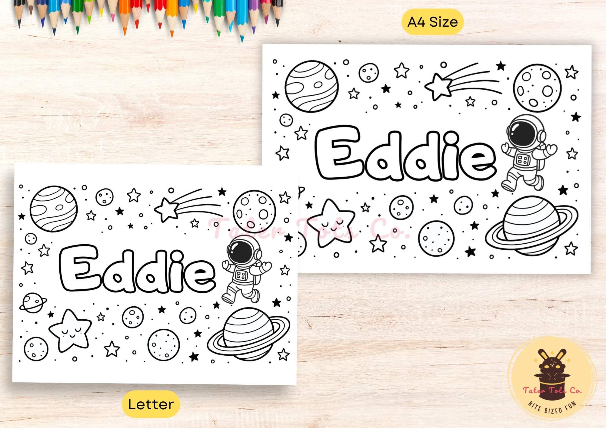 Custom Kids Name Coloring Pages 20 Pages Fun Themed Canva Template ...