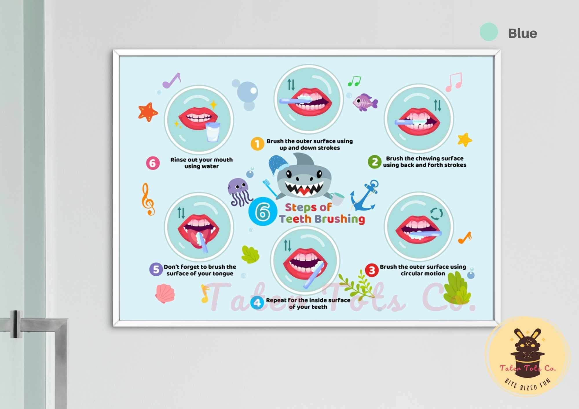 Steps on How to Brush Your Teeth Poster for Kids Dental Hygiene, Health ...