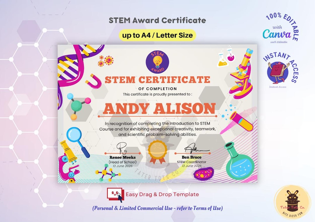 End of Year Awards | STEM Certificate Template | Canva Editable Science ...