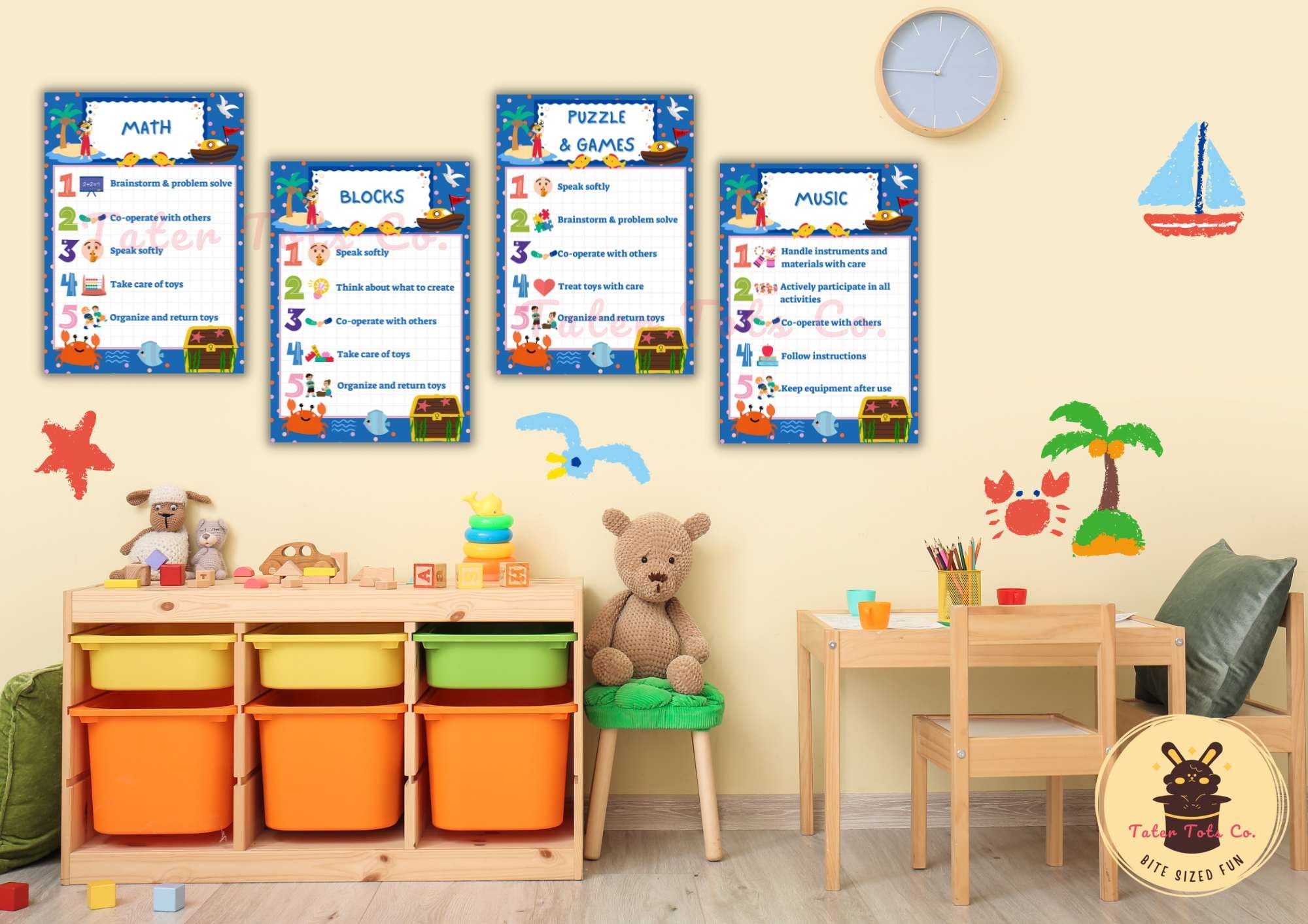 Preschool Daycare Classroom Centre Signs Nautical Ocean Marine Theme ...