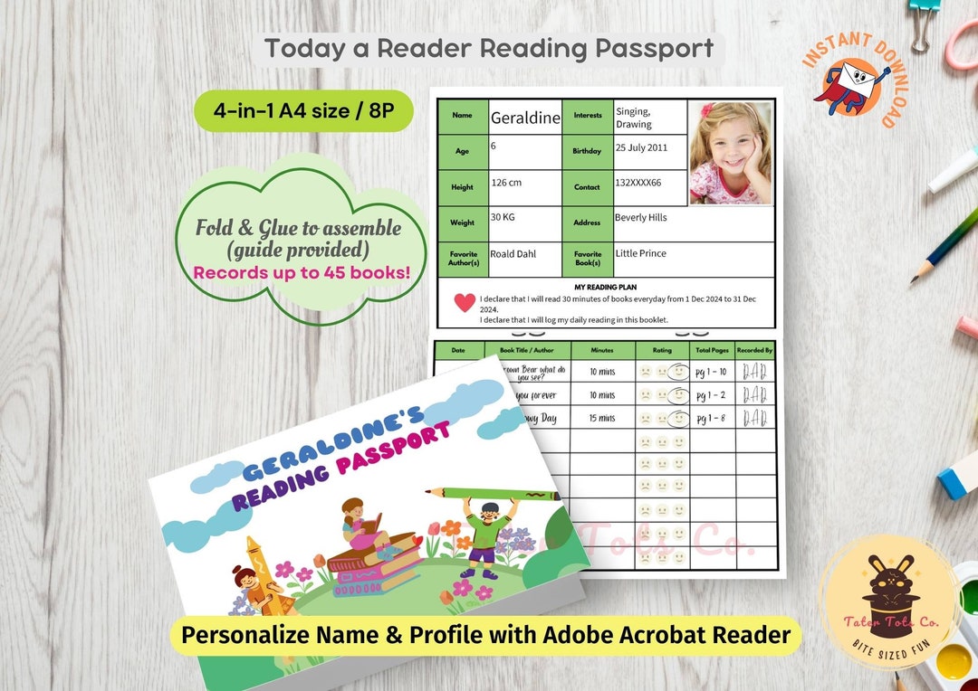 Today a Reader Student Reading Passport Book Review List Template for ...