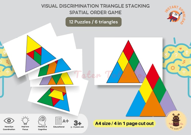 Visual Discrimination Stacking Triangle Spatial Order Pattern Game | 12 ...