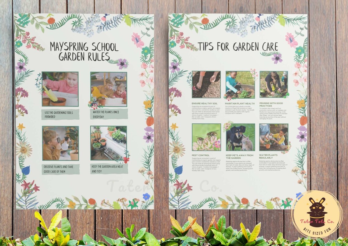 School Garden Rules for Kids Gardening With Photo Frames and Tropical ...