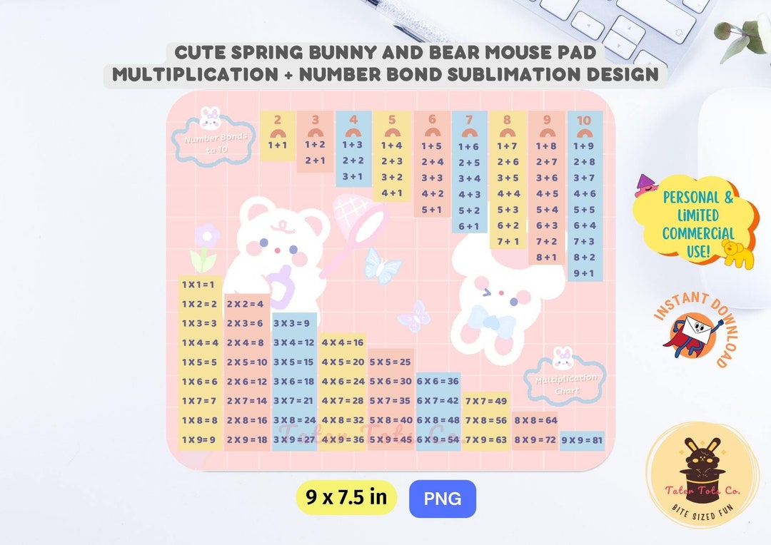 Cute Spring Bunny and Bear Math Multiplication & Number Bond Chart ...