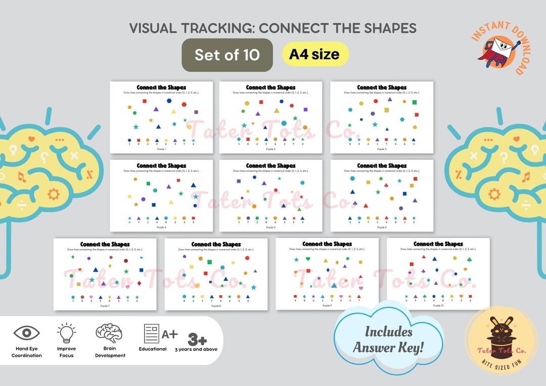Visual Tracking Shape Connect: Printable Attention Game for Kids ...