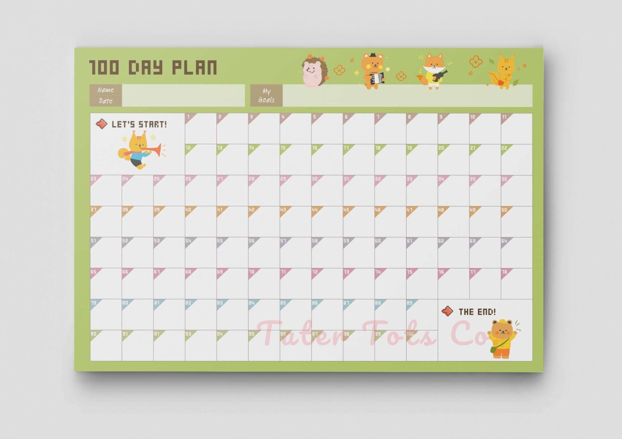 100 Days Game Plan: Start to Finish Schedule Template, Habit Tracker ...