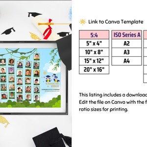 Graduation Photo Collage Canva Template: School Gift (digital Download ...