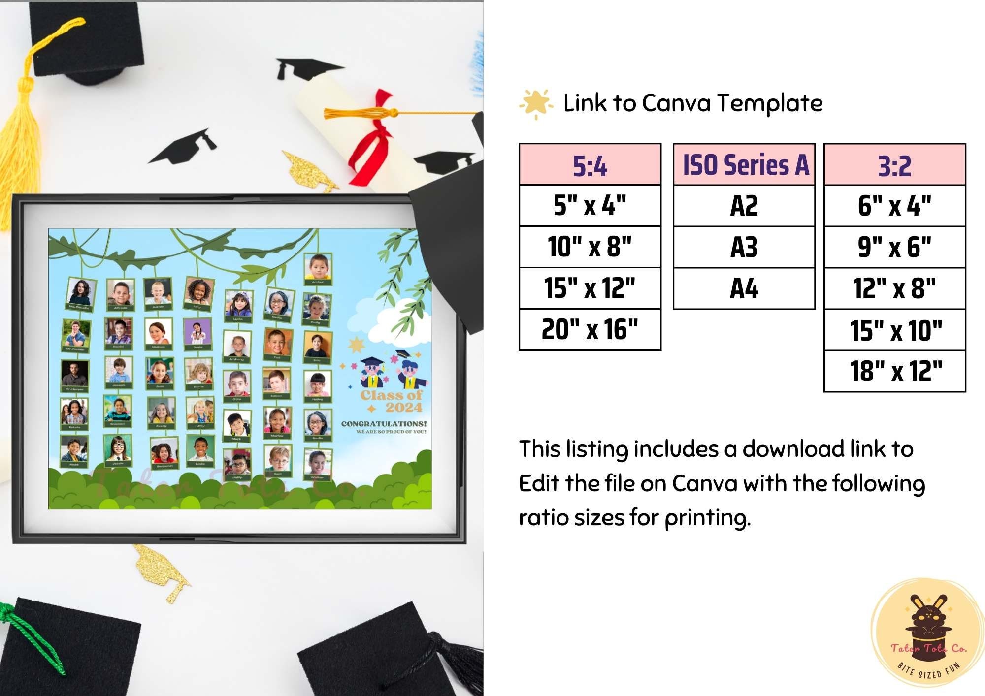 Student Graduation Photo Collage Template for School, Kindergarten, and ...