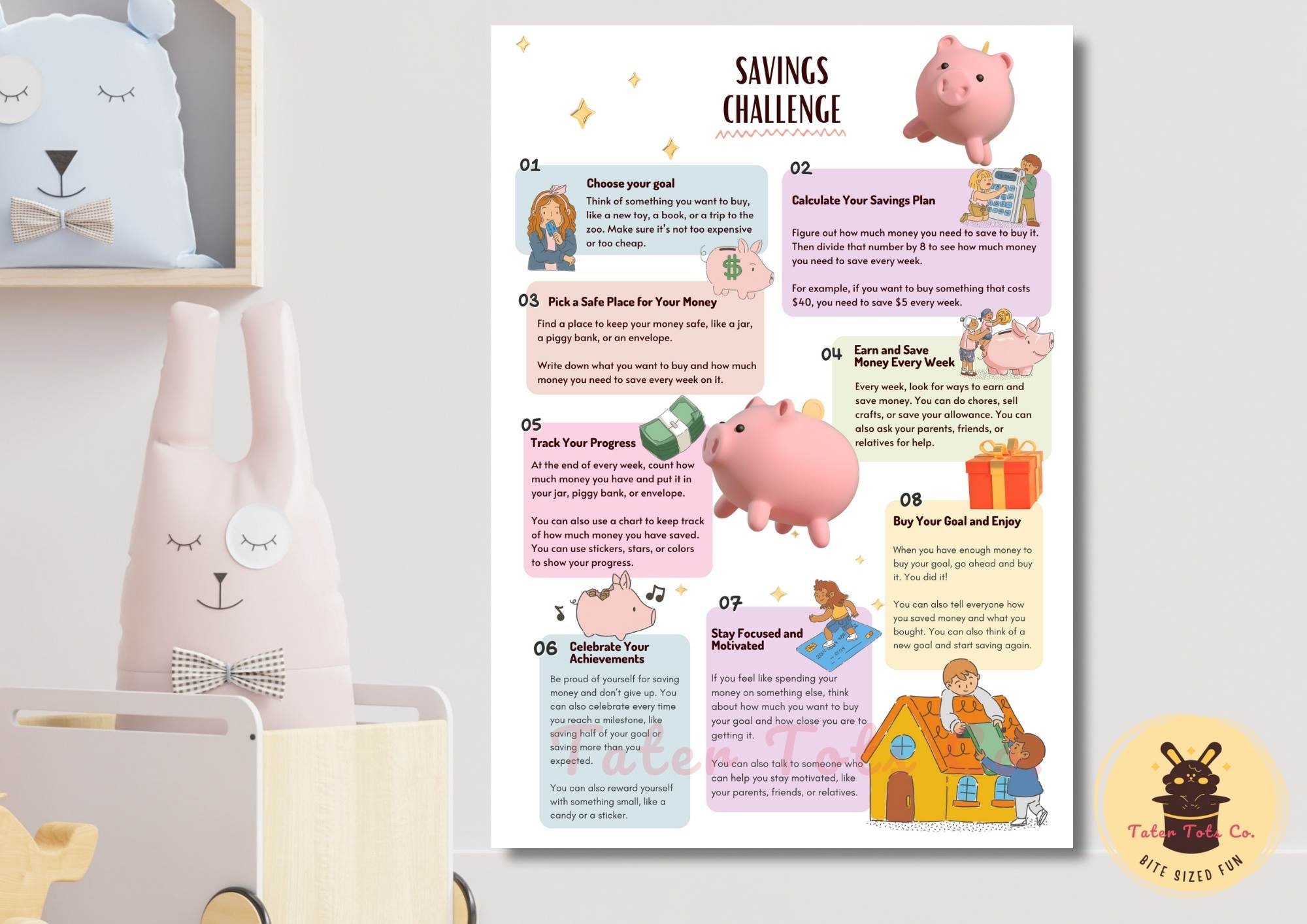 Savings Challenge on How to Save Money Poster Infographic for Teaching ...