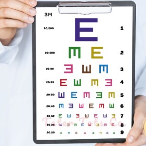 Simple Rainbow Tumbling Letter E Eye Test Chart Ophthalmology Snellen ...