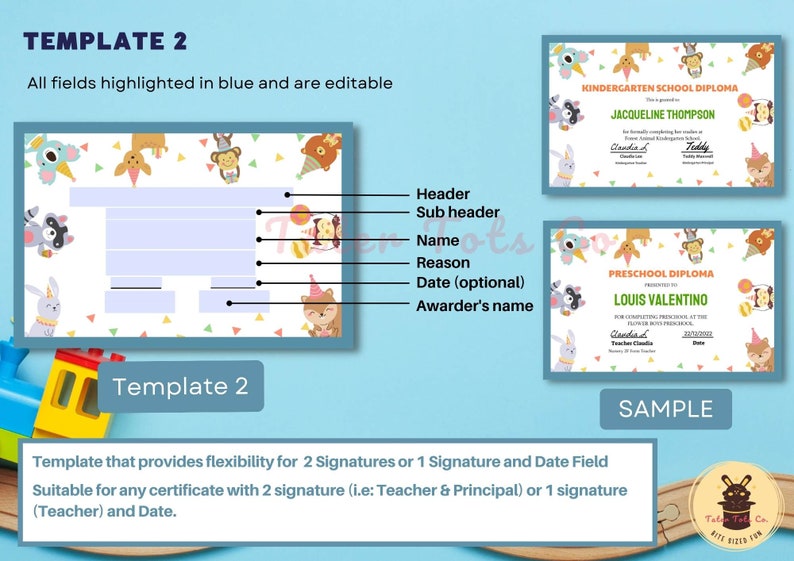 Preschool Graduation Diploma Template and Forest Animals Birthday Party ...