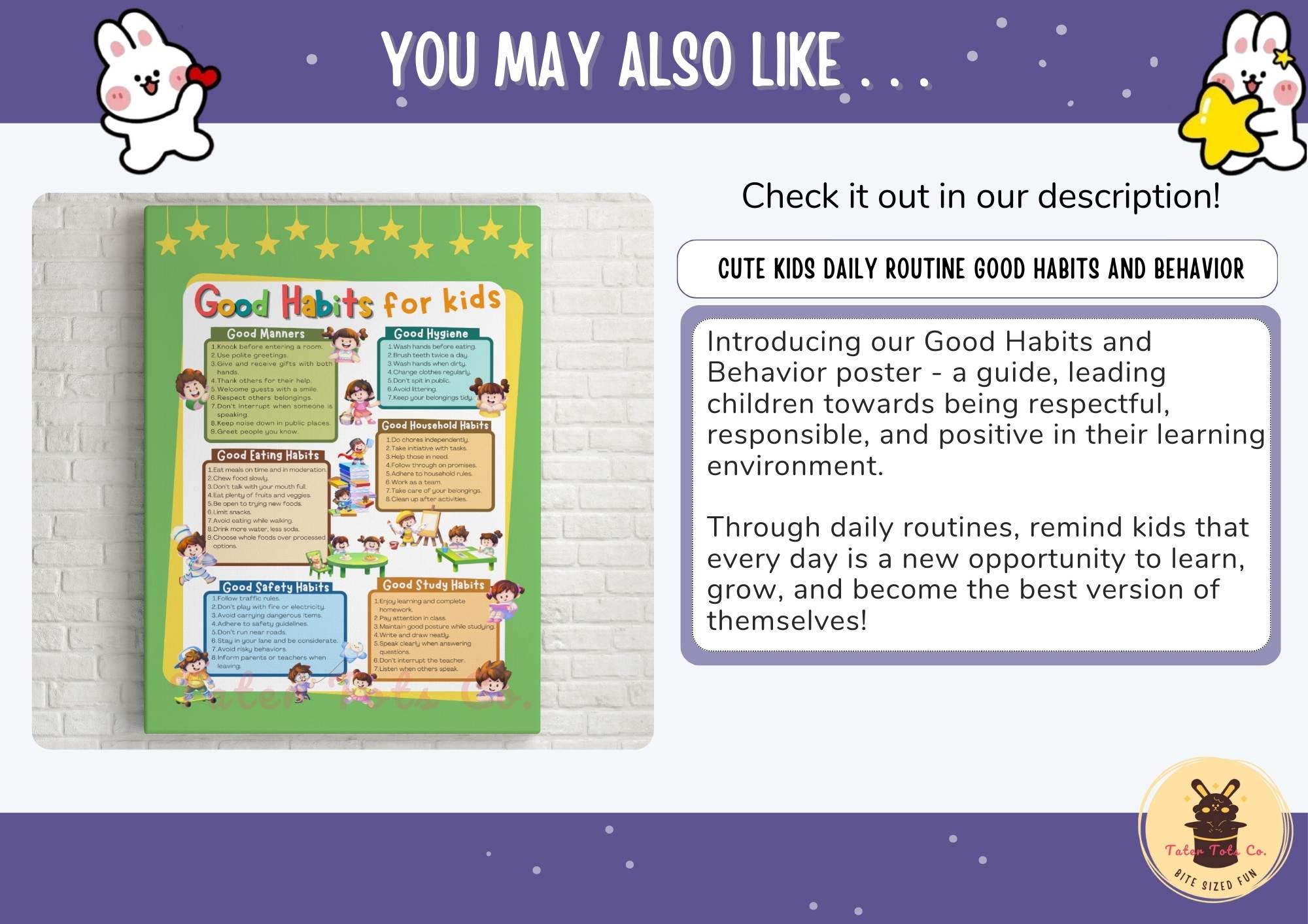 Personalized Editable Kids' Good Habit Motivational Challenge Poster ...