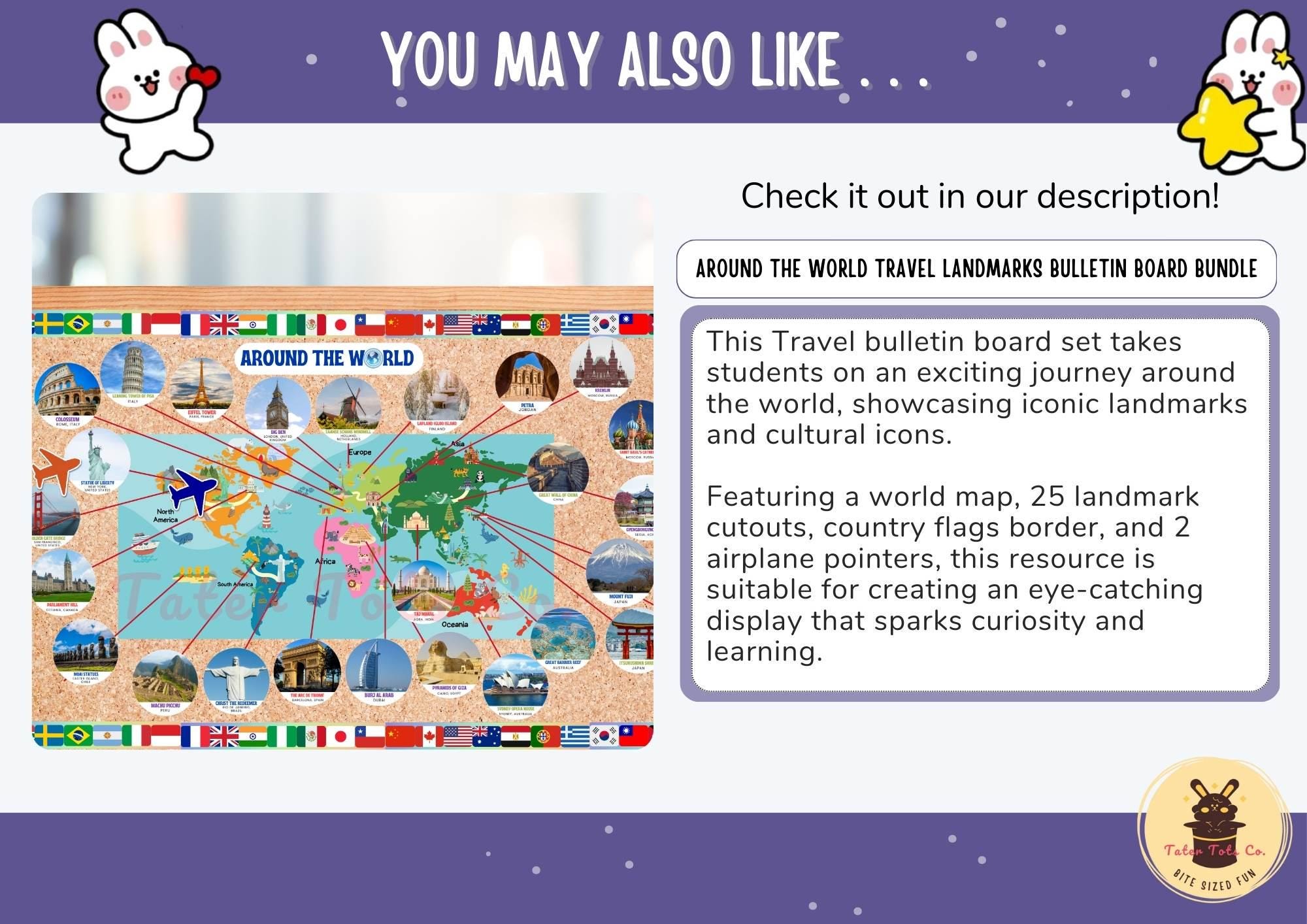 Travel Landmarks on the World Map Famous Places and Global Destinations ...
