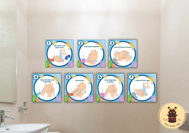 7 Step Wash Hands Sign for Preschool Toilet Training and - Etsy