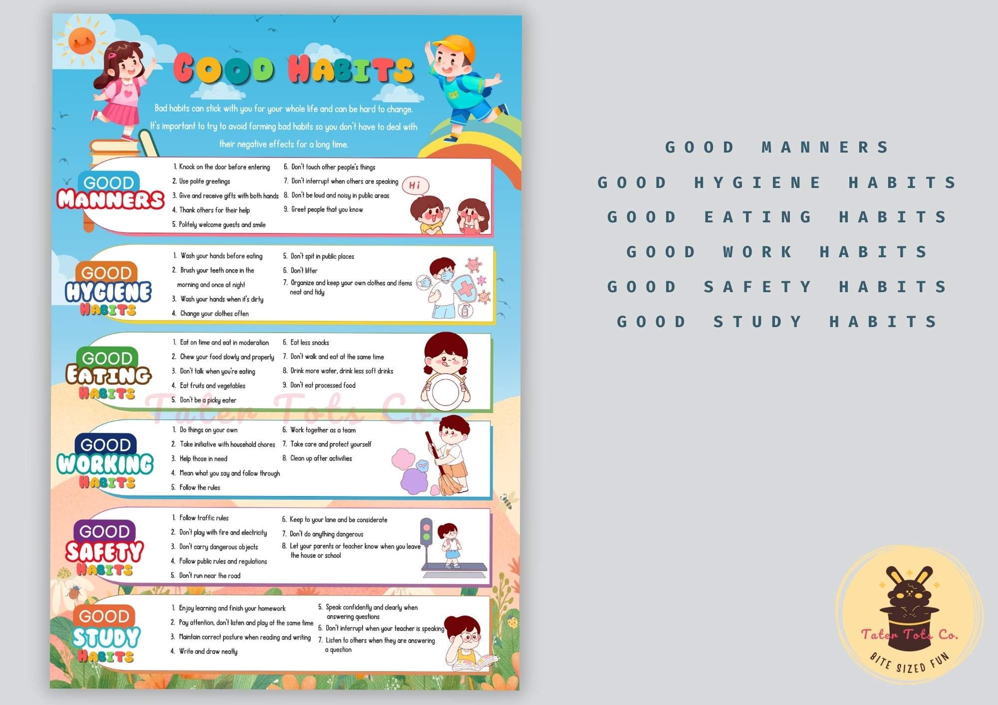 Educational Posters for Kids Daily Routine Bundle Encourage - Etsy ...