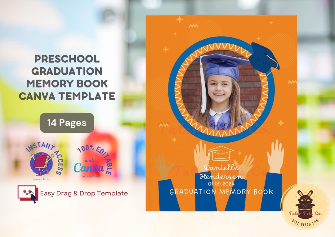 Preschool Graduation Memory Book: Canva Template for - Etsy