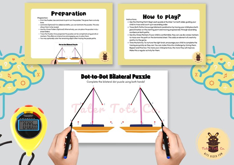 Dot-to-dot Double Doodle Bilateral Brain Game: Educational Learning for ...