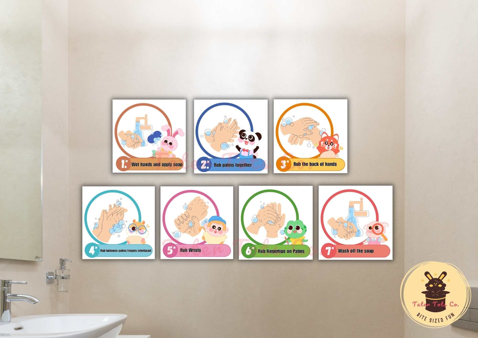 7 Step Wash Hands Sign for Preschool Toilet Training and Instructions ...