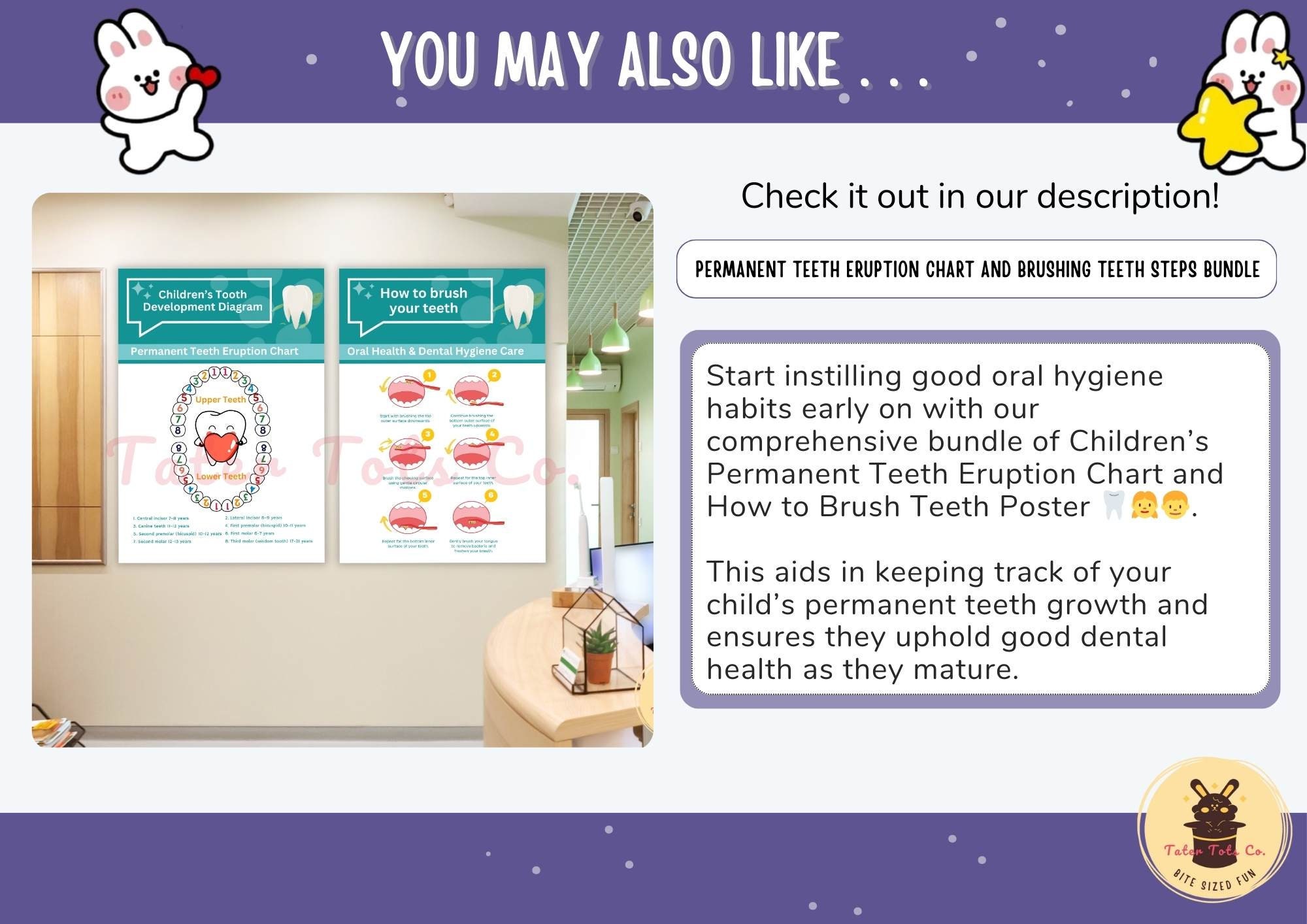 Permanent Tooth Eruption Schedule Reference Chart Landscape Version ...