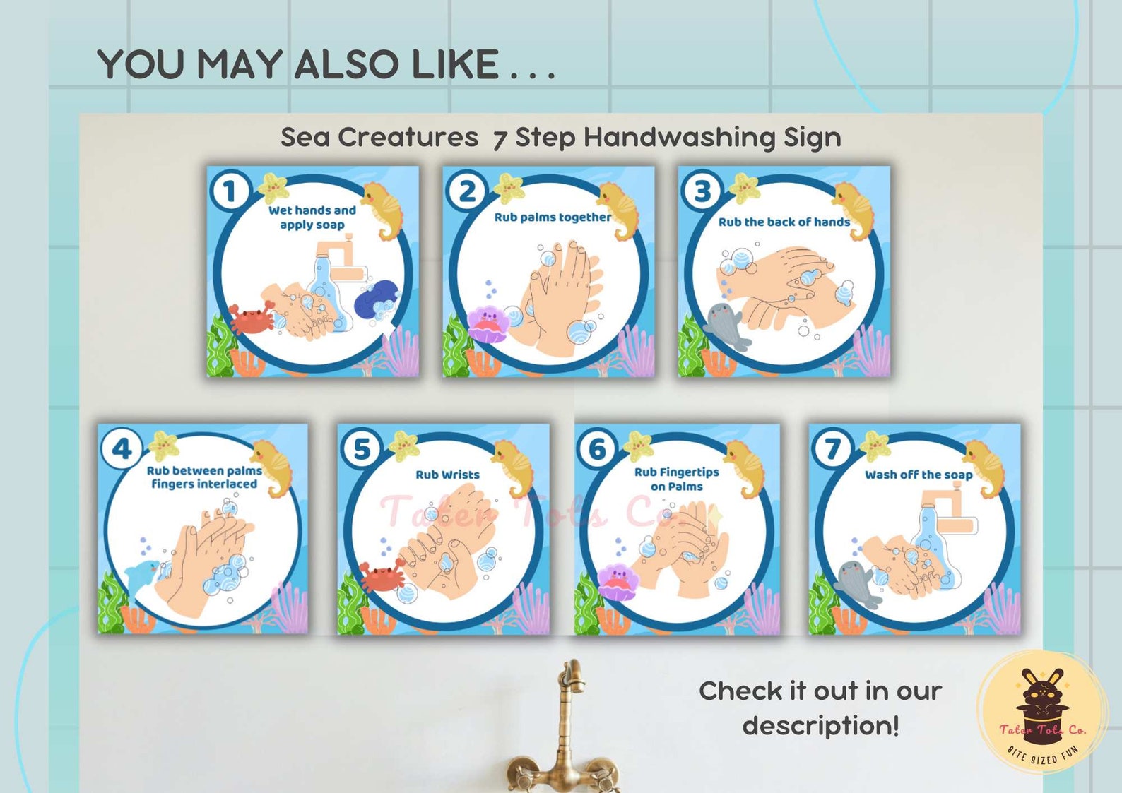 7 Step Wash Hands Sign for Preschool Toilet Training and Instructions ...