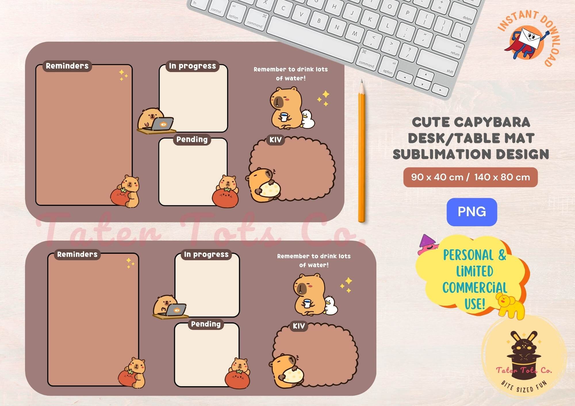 Cute Capybara Desk/table Mat Task Organizer Computer Desk Mat Hand ...