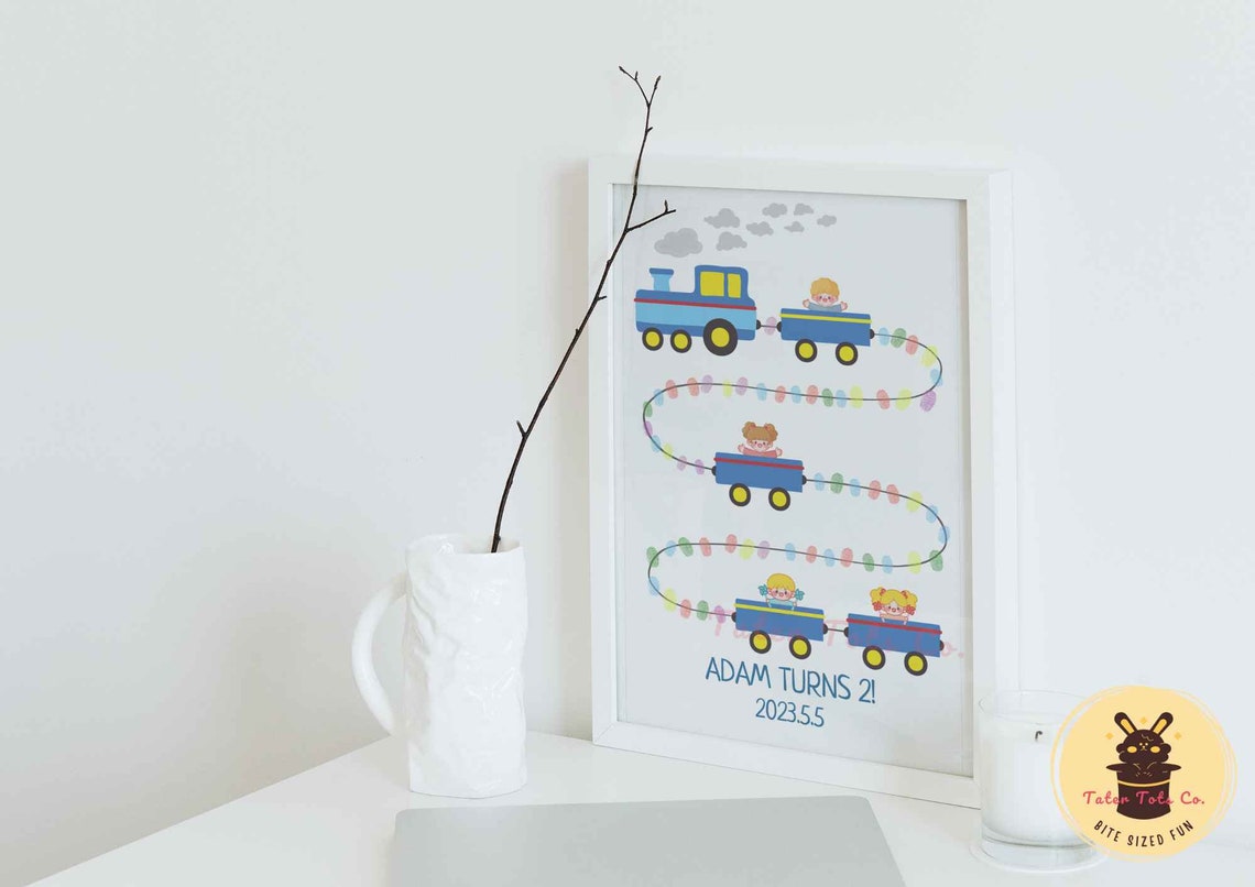 Personalized Children Choo Choo Train Finger Print Preschool Art and ...
