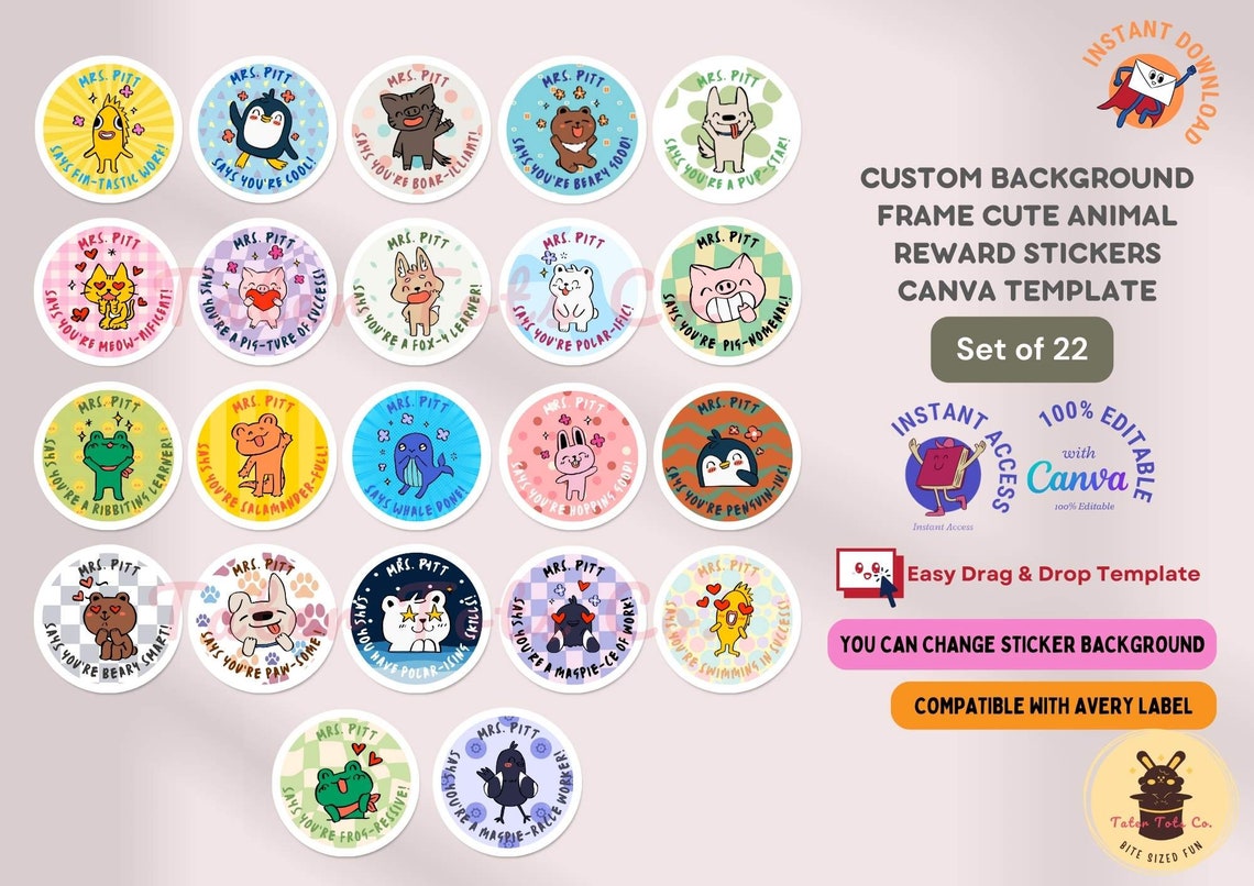 Customized Teacher Student Motivation Reward Sticker Background Image ...