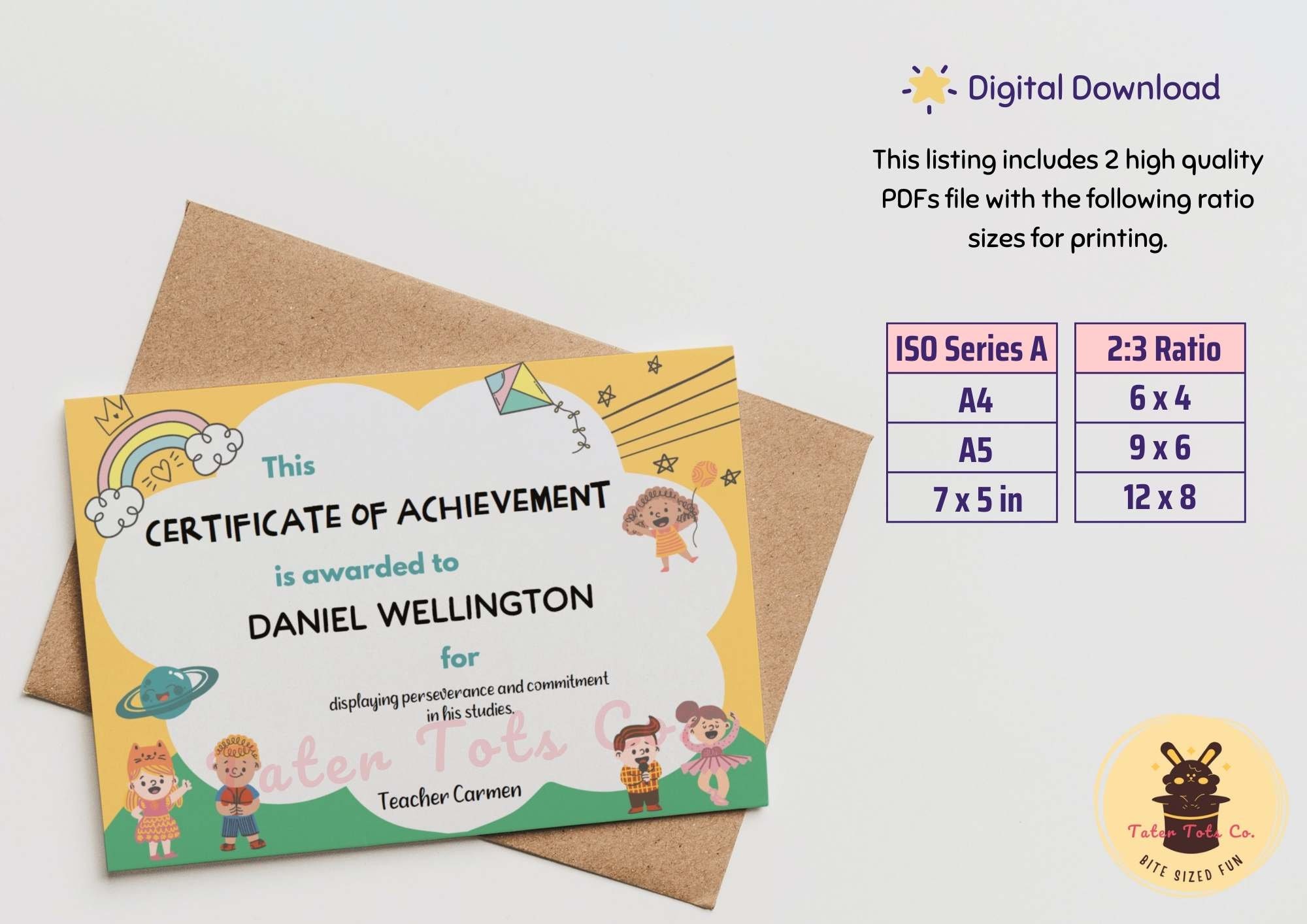 Award Certificate Template - Preschool Graduation/diploma Invitation ...