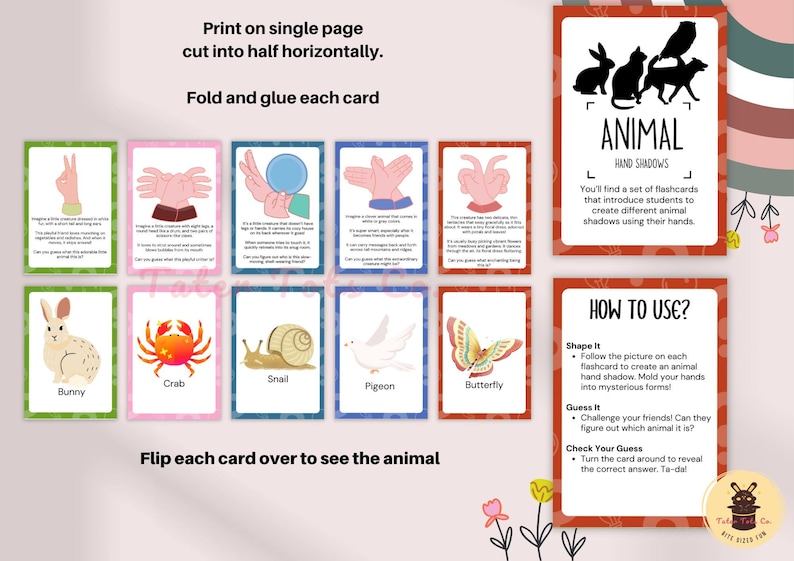 Guess the Animal Hand Shadow Puppets Guide Printable Card Game ...