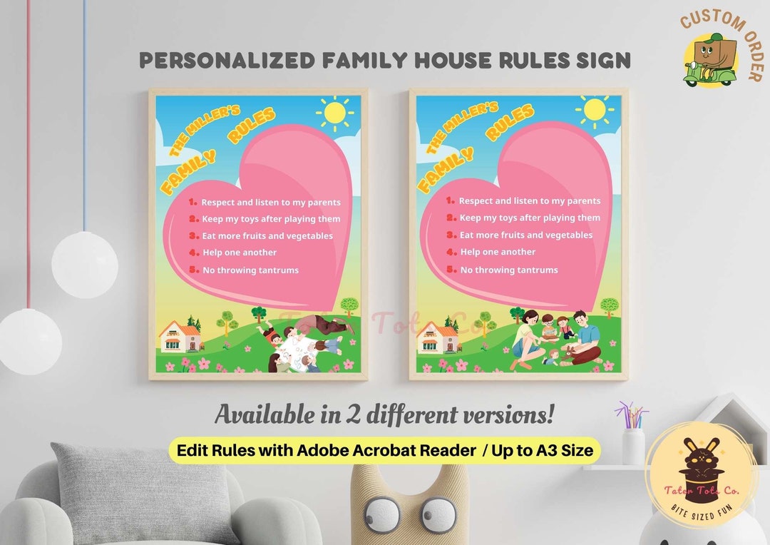 Personalized Simple House Rules Sign for Kids and a Happy and - Etsy