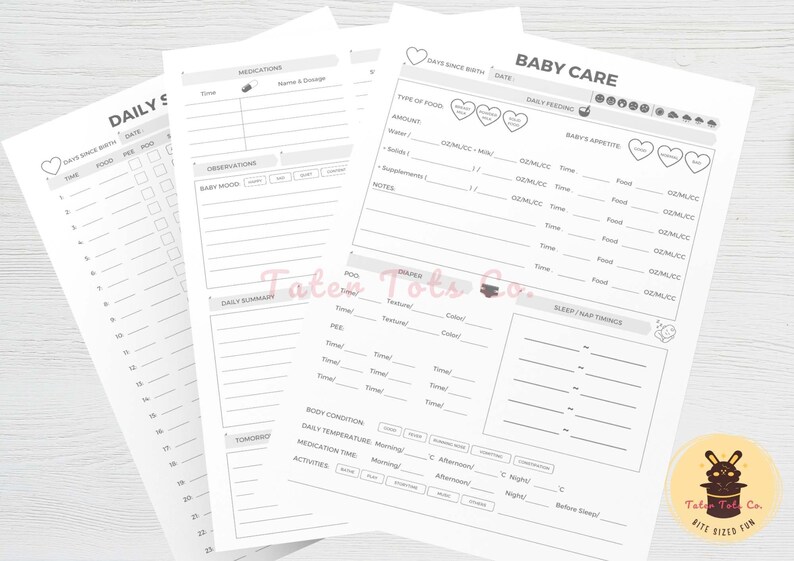 Baby Tracker Printable: Daily Checklist, Newborn Record Book (editable ...