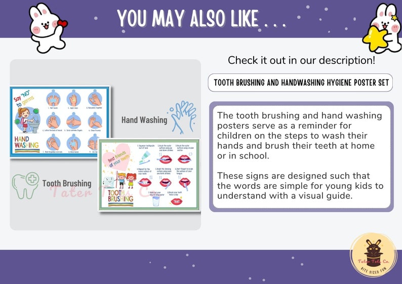 Step-by-step Kids Hygiene Posters for Tooth Brushing and Hand Washing ...