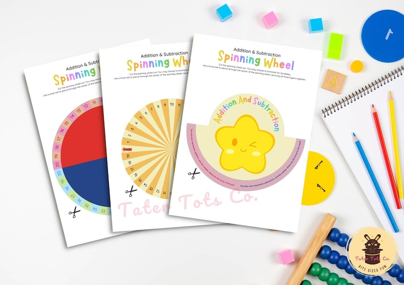 Addition Subtraction Spinner Wheel Craft: Numbers 1-20 (digital ...