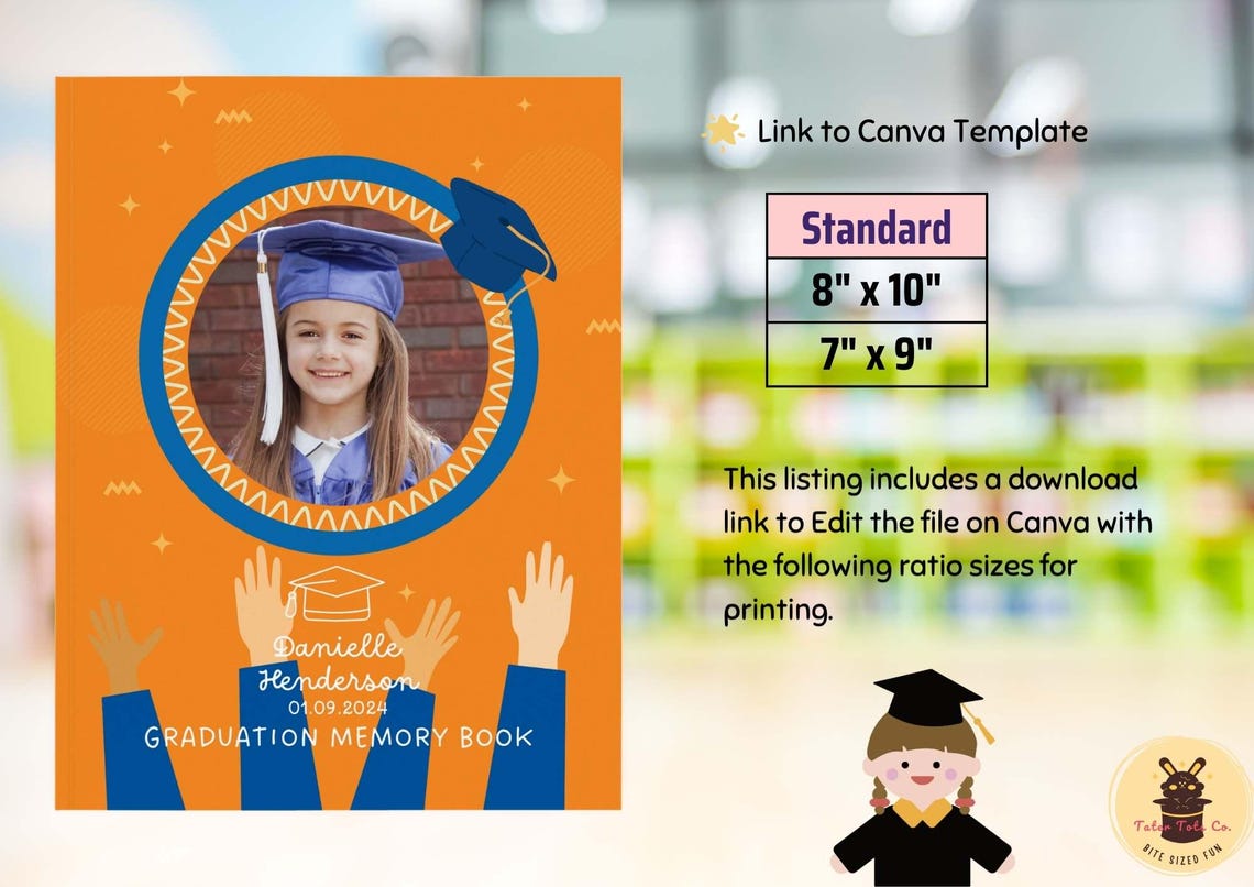 Preschool Graduation Memory Book: Canva Template for Kindergarten Prek ...