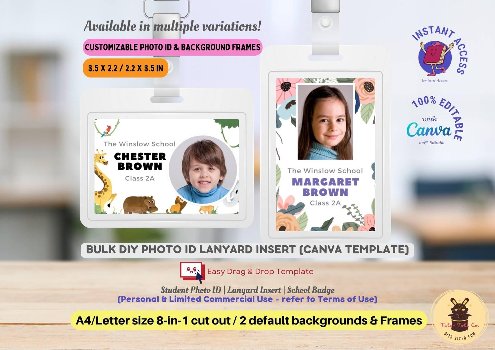 Bulk DIY Student Photo ID Lanyard Insert Horizontal/vertical ...