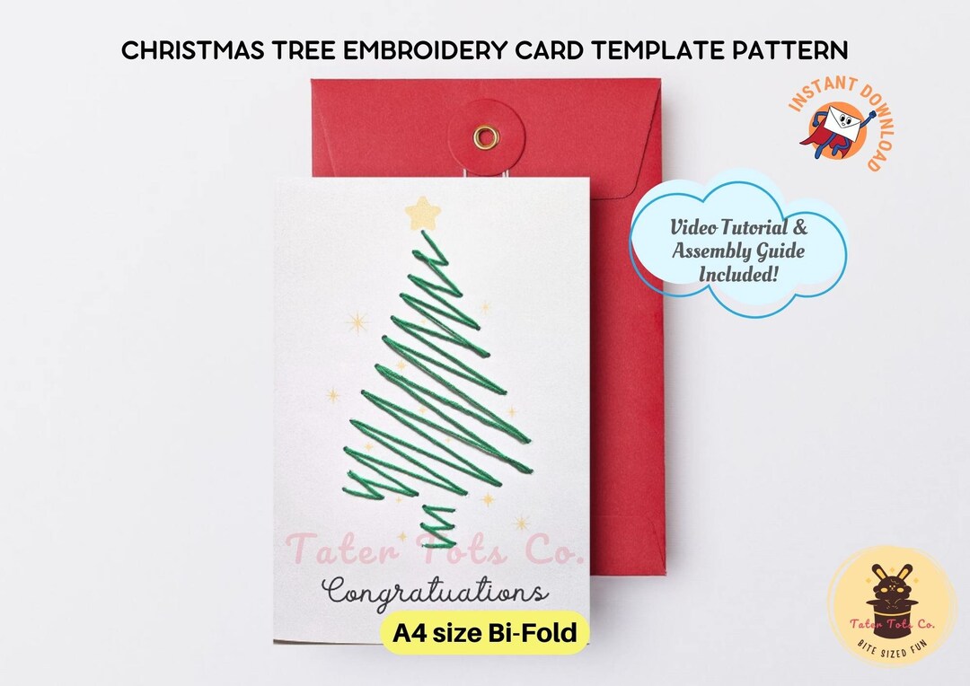 Christmas Tree Embroidery Card Hand Stitched Card-making Pattern ...