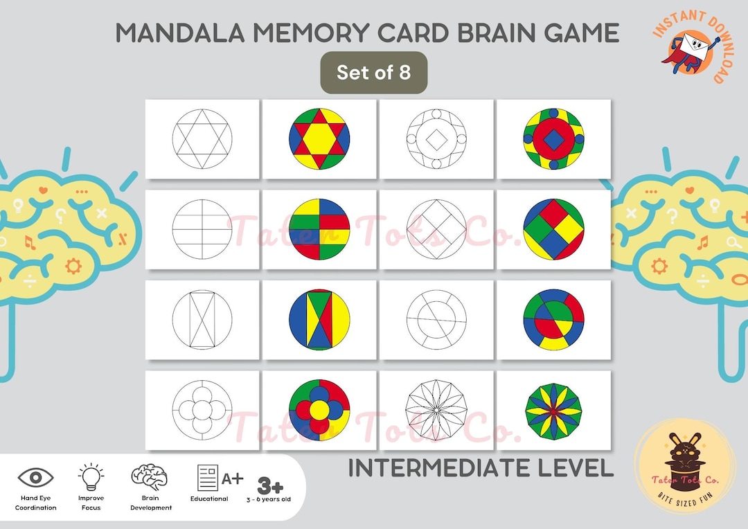 Printable Mandala Photographic Memory Card Game - Brain and Attention ...