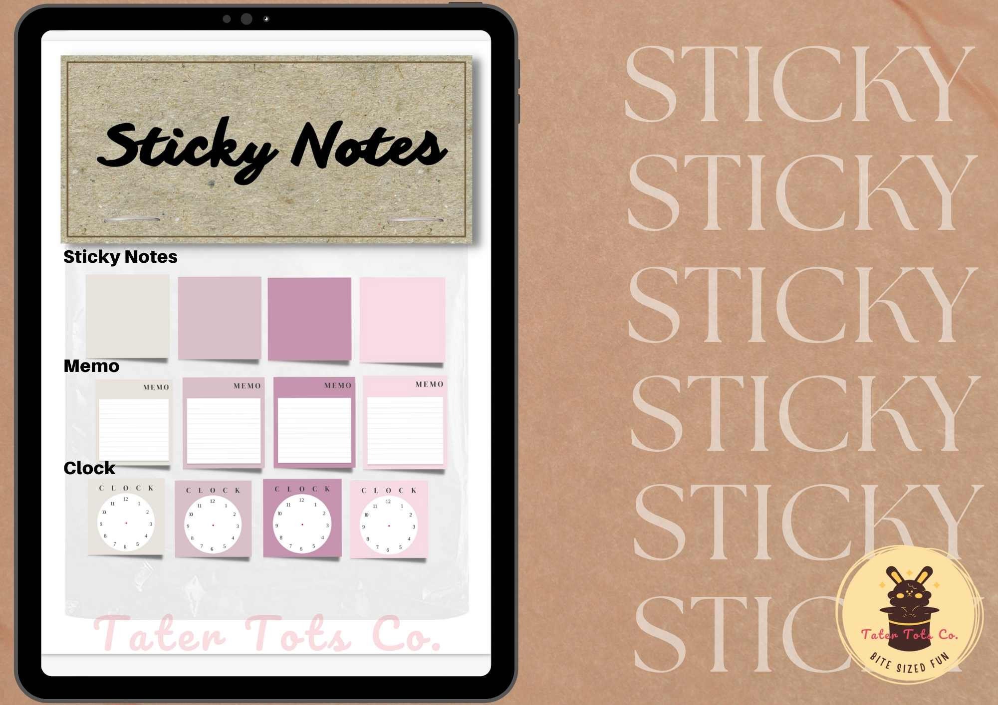 Digital Sticky Notes Blush Color Palette Paperless Memo to Do Schedule ...
