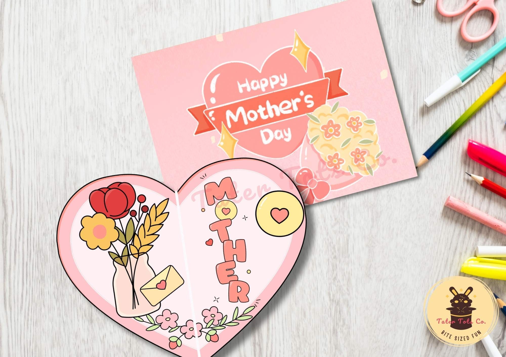 Printable Mother’s Day Story Prompts Foldable Gift Card Coloring Easy ...