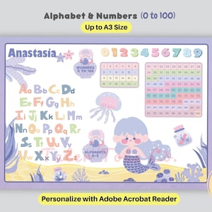 Personalized Cute Purple Blue Little Mermaid Under the Sea Alphabet and ...