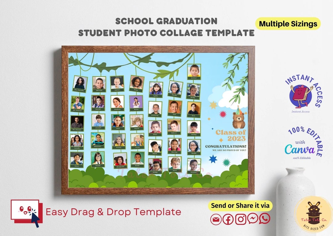 Student Graduation Photo Collage Template for School - Etsy