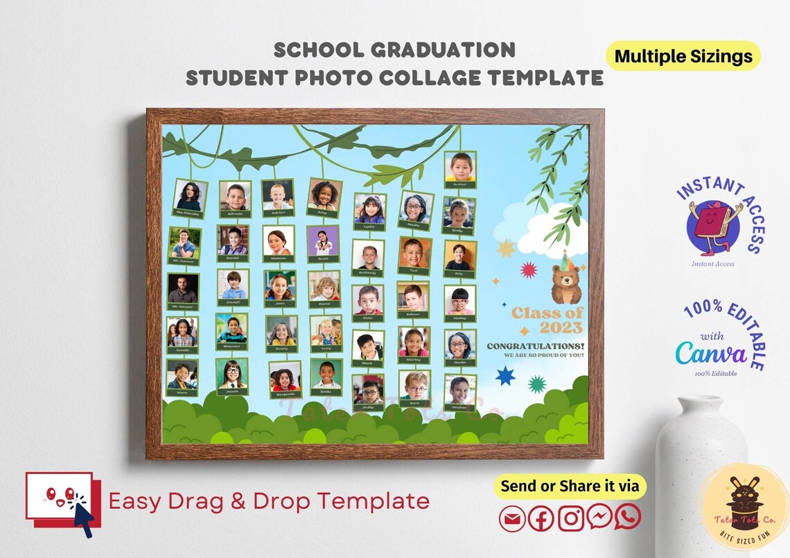 Student Graduation Photo Collage Template for School - Etsy