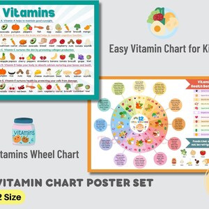12 Vital Vitamins Wheel Chart and Easy Benefits Bundle for Kids: A ...