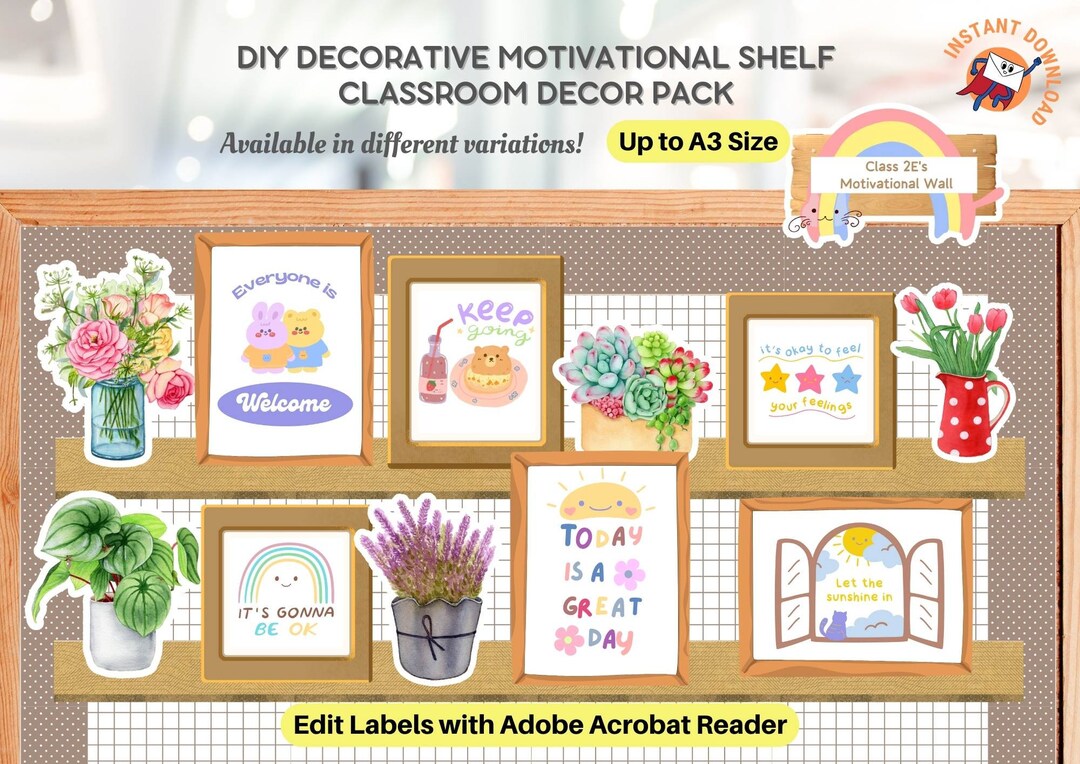 DIY Decorative Motivational Shelf Classroom Decor Pack With Editable ...